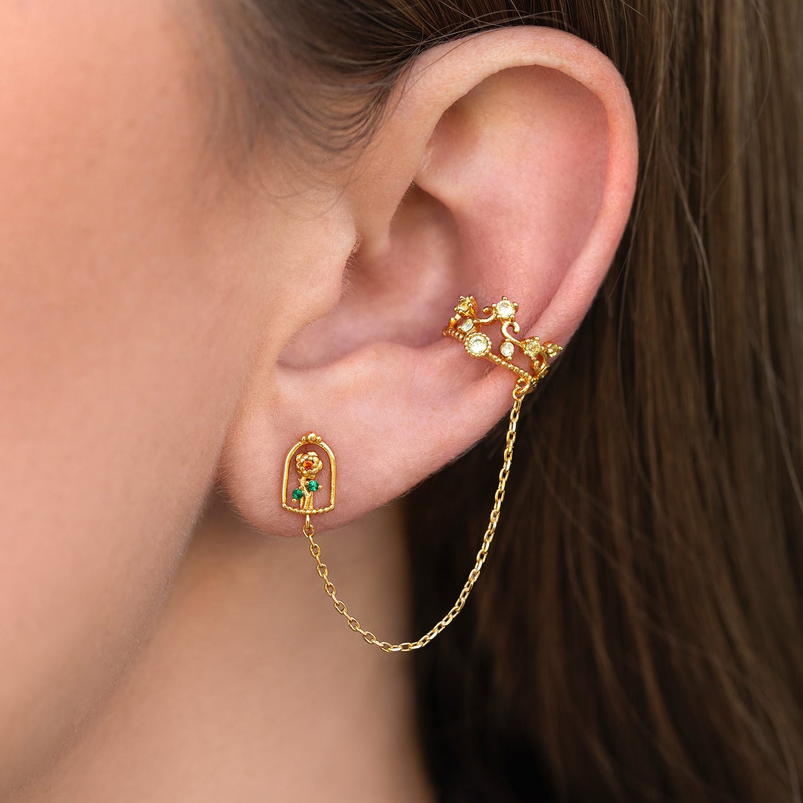 Disney Princess Beauty and the Beast Enchanted Rose Ear Cuff + Stud – Girls Crew