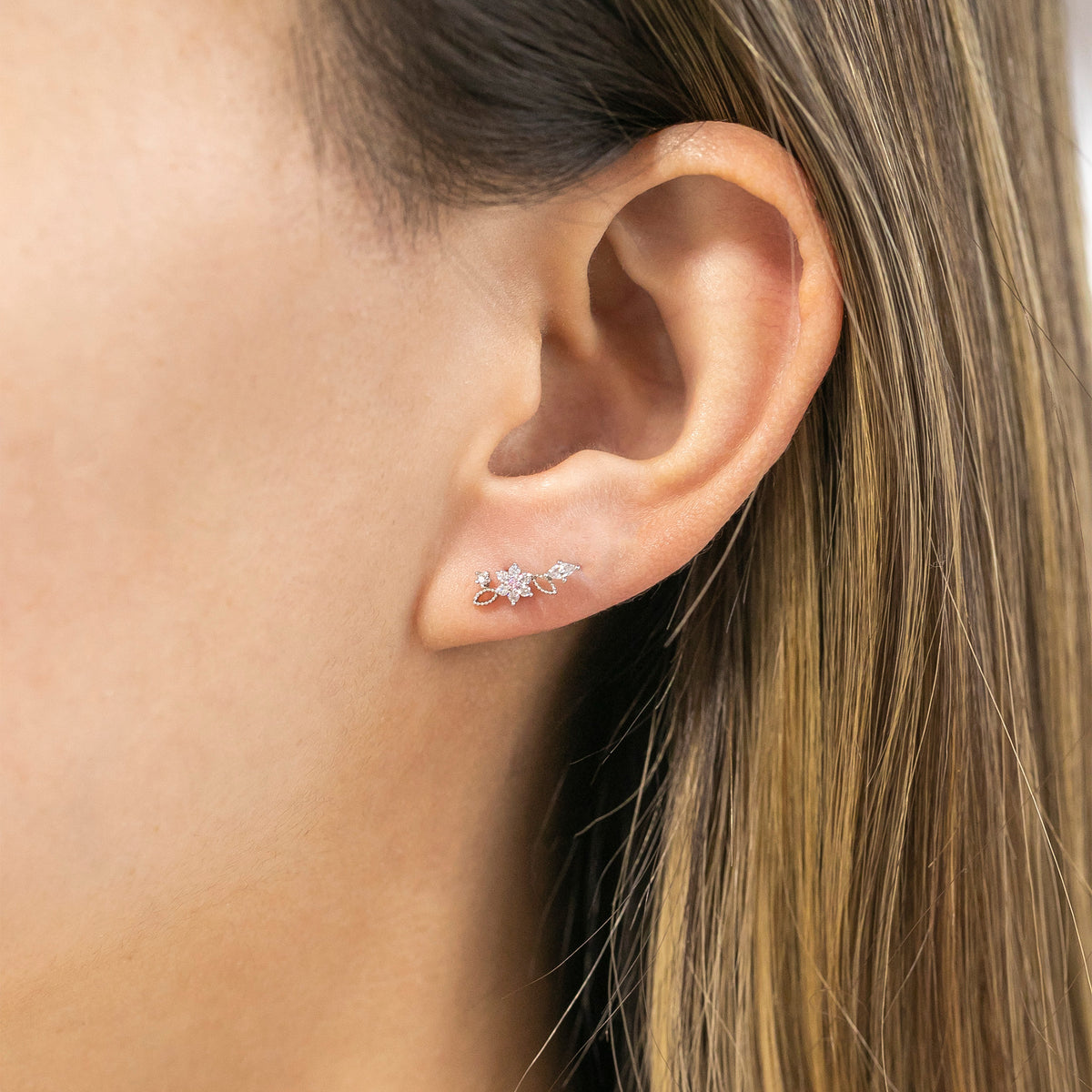 Sparkle Flower Piercing Style Earring – Girls Crew